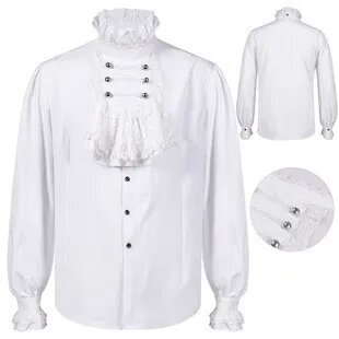 Стимпанк костюм принца вампира Белый, XXXL, shirt
