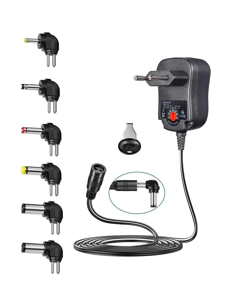 12 Вт Универсальный 3V 4.5V 5V 6V 7.5V 9V 12V Адаптер переменного/постоянного тока Источник питания для бытовой электроники, светодиодных лент,1200 мА