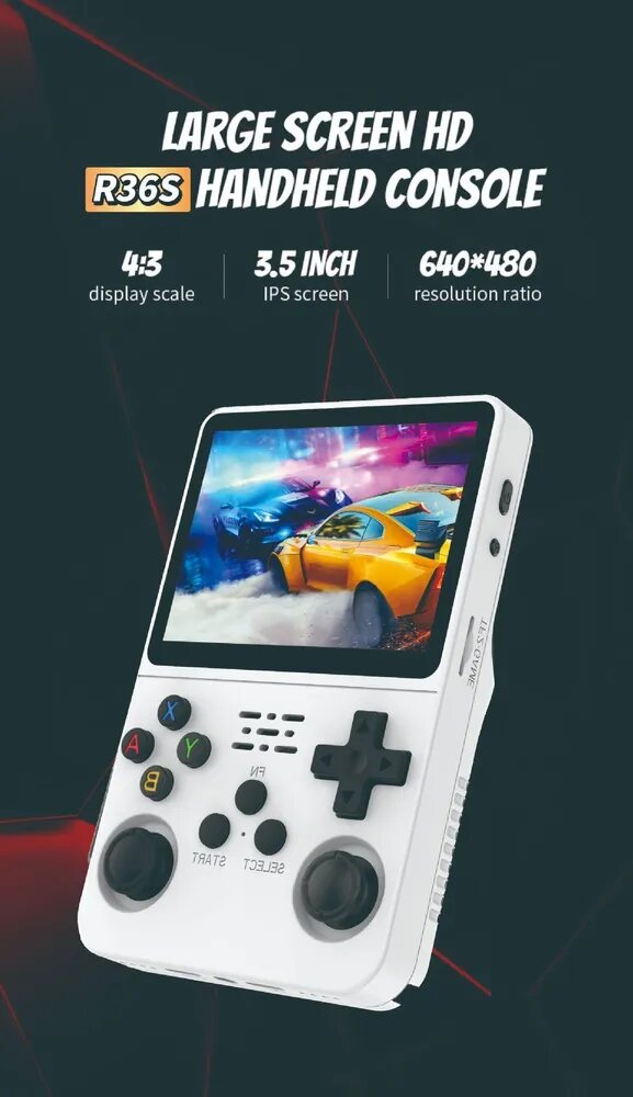 Портативная Ретро-консоль R36S, игровая консоль 128ГБ, белый