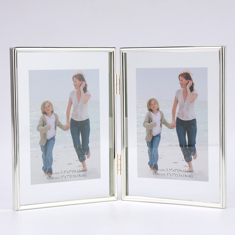 Складная двойная металлическая прозрачная стеклянная фоторамка для 8inch сухих цветов, рамка для свадебного сертификата, высококачественная фоторамка с эффектом плавания