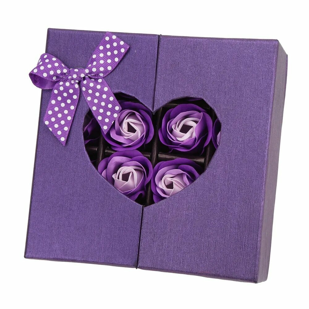 Подарочный набор с 16 мыльными розами в виде сердечек и плюшевым мишкой - Романтический подарок на День святого Валентин