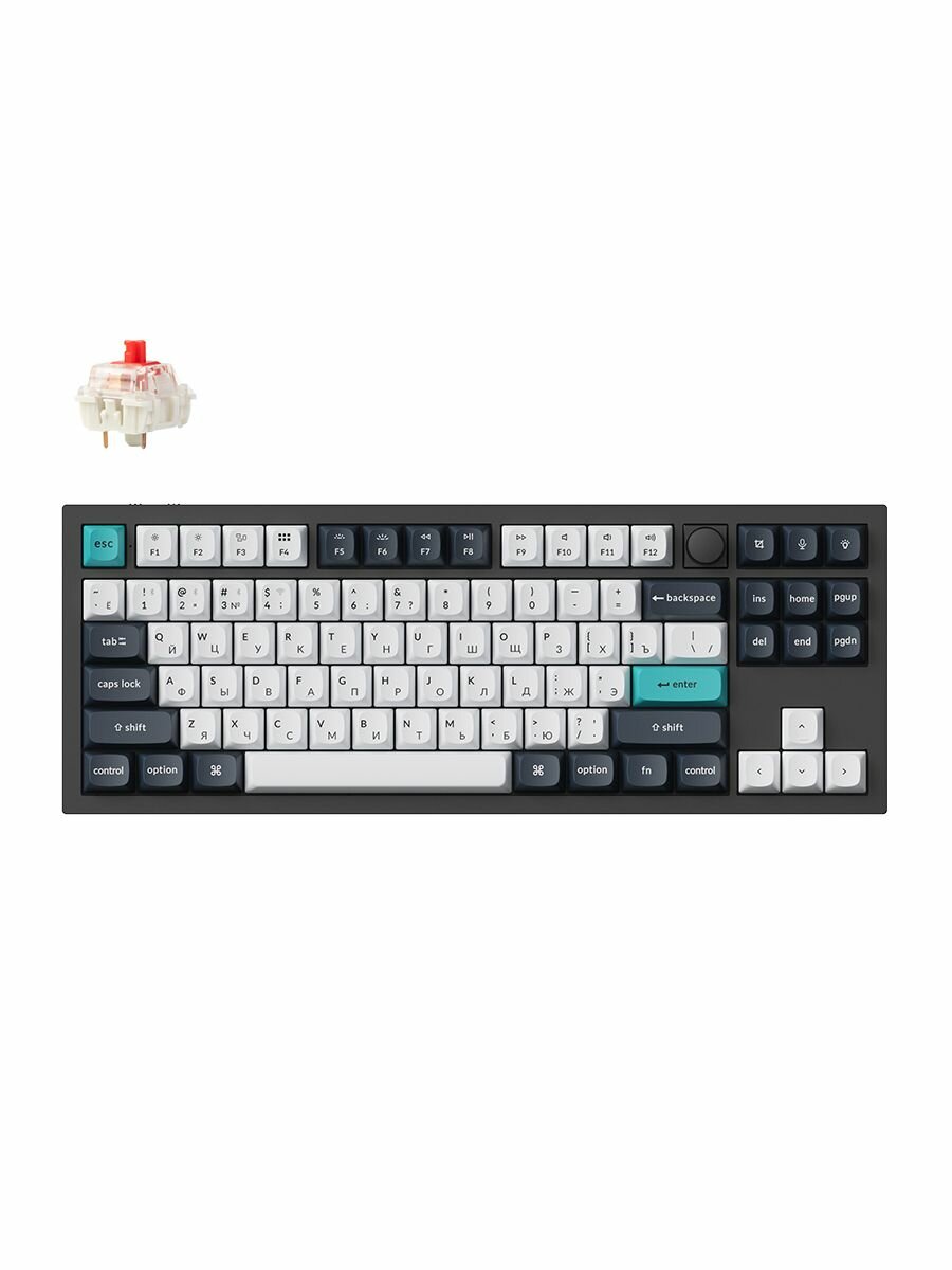 Беспроводная механическая клавиатура Keychron Q3 Max (80%) цвет Carbon Black, Английская раскладка, кейкапы без подсветки, RGB, Hot Swap, тактильные переключатели (Gateron Jupiter Red)