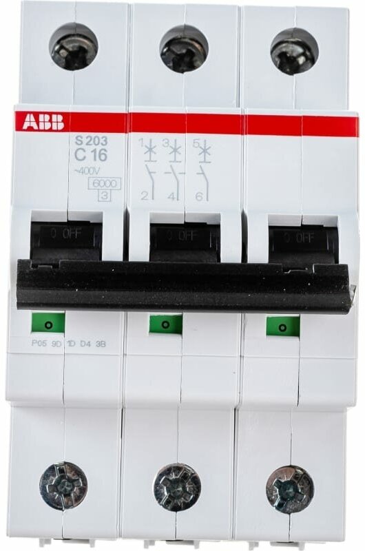ABB 3-полюсный модульный автоматический выключатель S203 C 6кА 16А 2CDS253001R0164