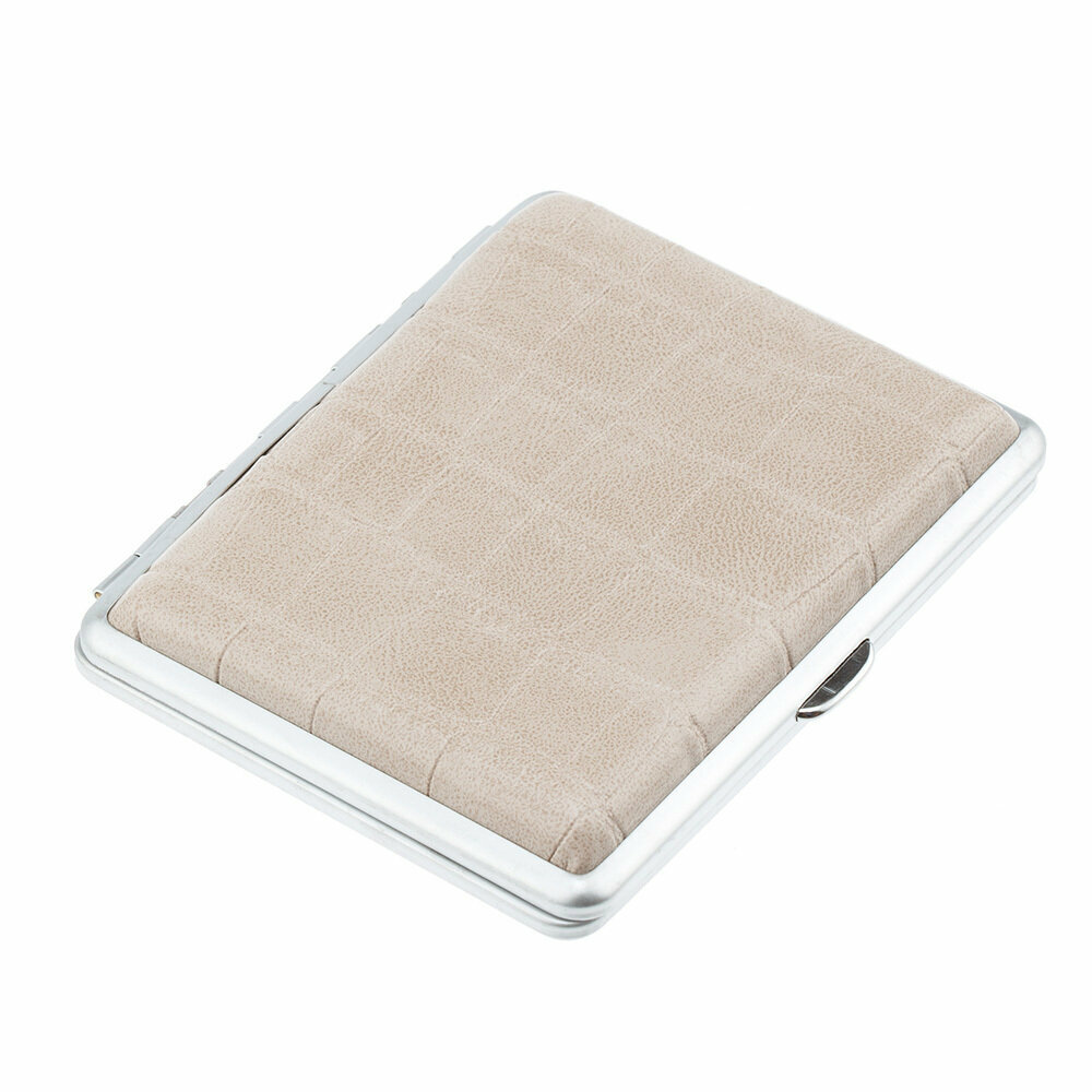 Портсигар S.Quire, нержавеющая сталь, искусственная кожа, цвет серо-бежевый (21-7495BBg-MC)