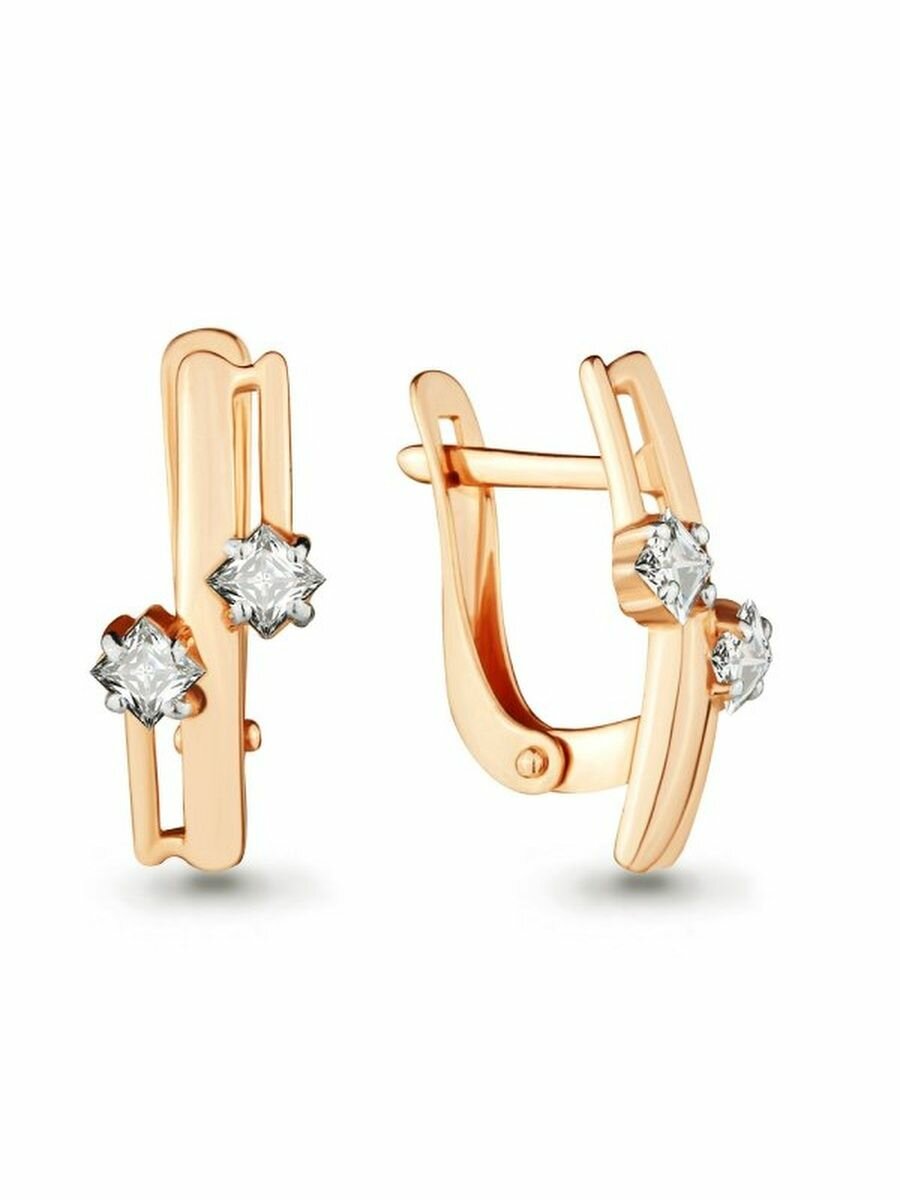 Серьги, красное золото, 375 проба, фианит