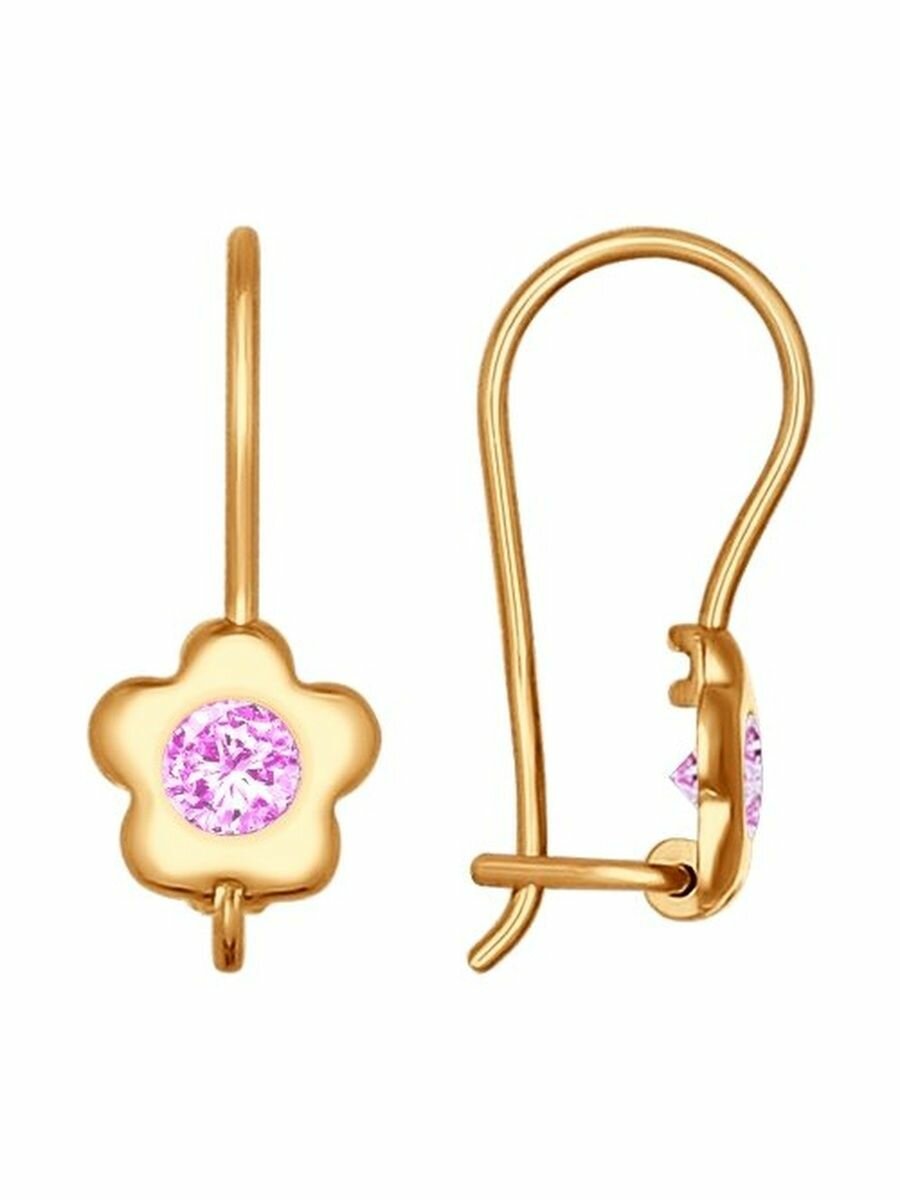 Серьги, красное золото, 585 проба, фианит