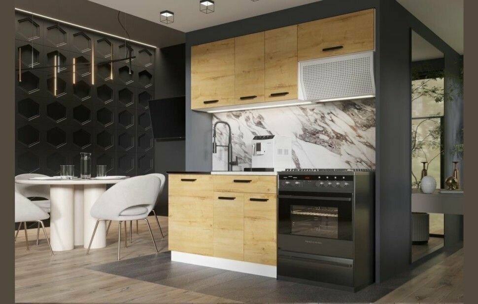 Кухонный гарнитур Хозяюшка 1,1+ГАЗ600 Дуб Вотан