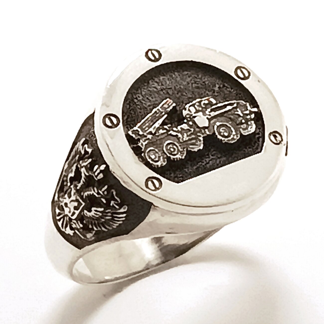 Печатка, серебро, 925 проба, оксидирование