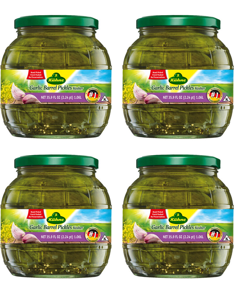 Огурцы Kuhne Отборные с Чесноком 970 гр - 4 шт