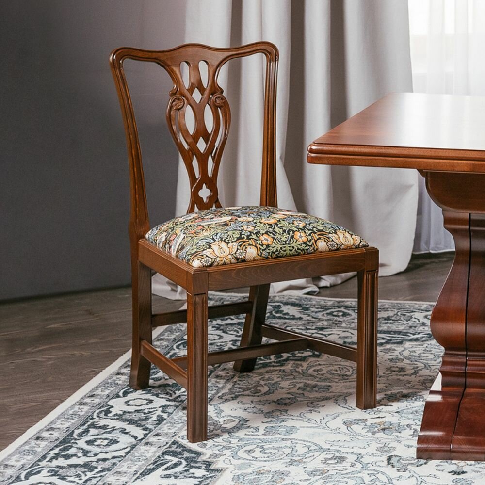 Стул деревянный челси, массив бука, темный орех, гобелен Моррис