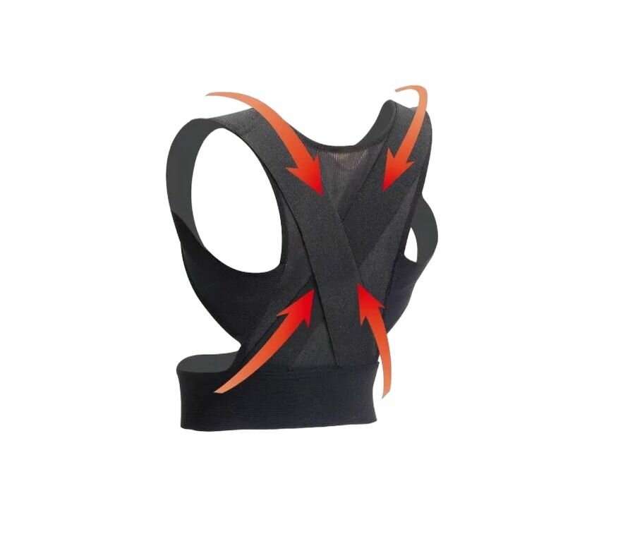 Корректор осанки Dr. Magico Plus, универсальный, текстиль, черный, размер L