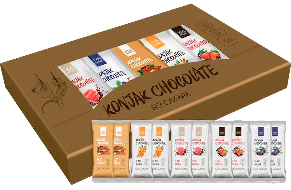 Шоколад без сахара KONJAK CHOCOLATE набор, 30г*10 шт, Shirataki