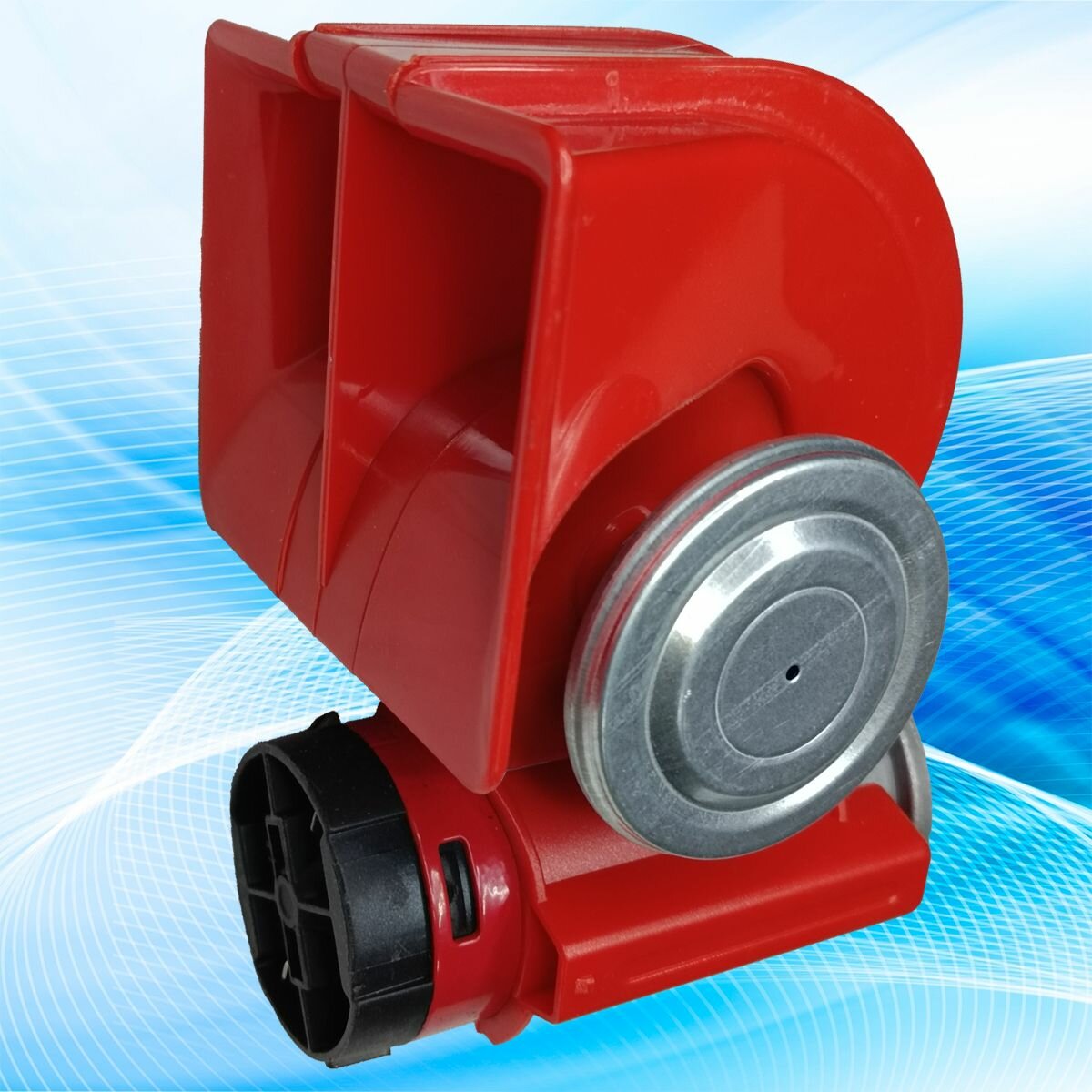 Звуковой сигнал с компрессором, электрический 12V красный (27414)