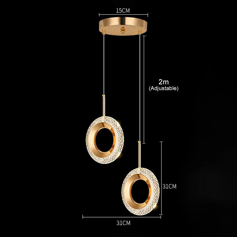 Люстры с LED-освещением Nordic Ring для помещений, подвесные лампы для оформления комнат, для под изголовья, спальни, гостиной, современные подвесные лампы - круглые - 2 головы