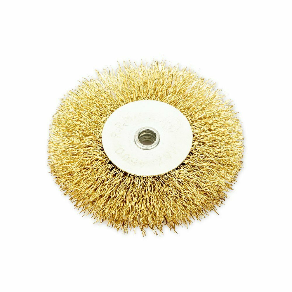 Щетка для ушм плоская 75 мм, посадка 22.2 мм, латунированная проволока d=0.3мм, 4500 об/мин arnezi r8042075