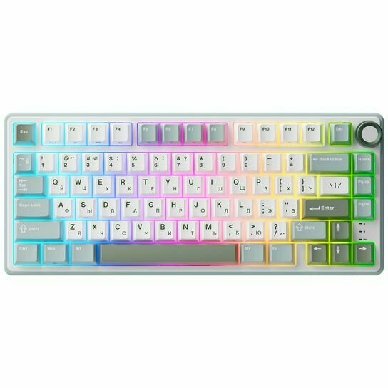 Компактная (75%) механическая клавиатура Royal Kludge R75 - проводная , 81 клавиша, Gasket Mount, Sky Cyan, переключатели RK Silver