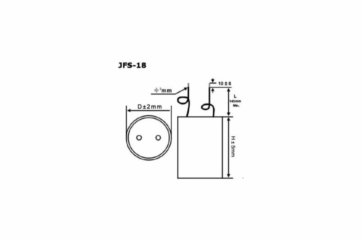 JB Capacitors, 60мкФ, 450В, 50х95, JFS-18 (CBB60-K) (гибкие выводы), Конденсатор пусковой, JFS18A6606J000000B-162