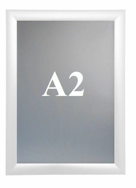 Рамка алюминиевая Клик, А2 (42*59,4), прямой угол, Белый, защелкивающийся профиль