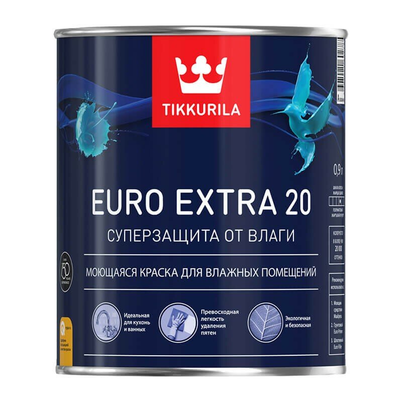 Краска "Тиккурила" Tikkurila Euro-20 цвет База А белый 0.9 л