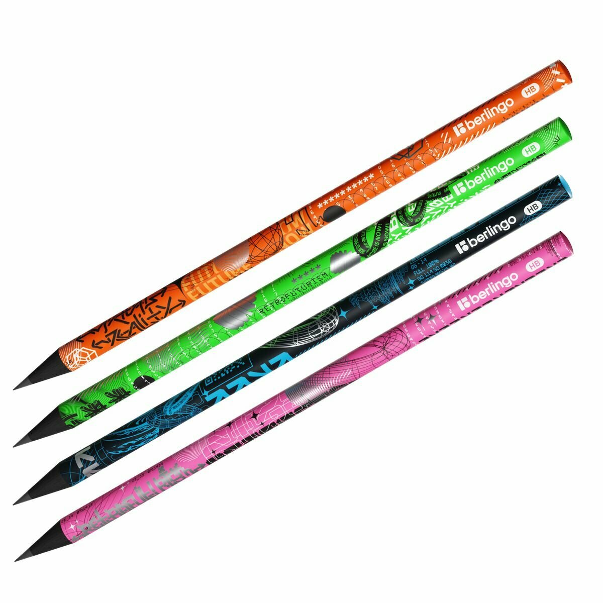 72 шт. Карандаш ч/г Berlingo "Future Tech" HB, черное дерево, круглый, заточен, ассорти