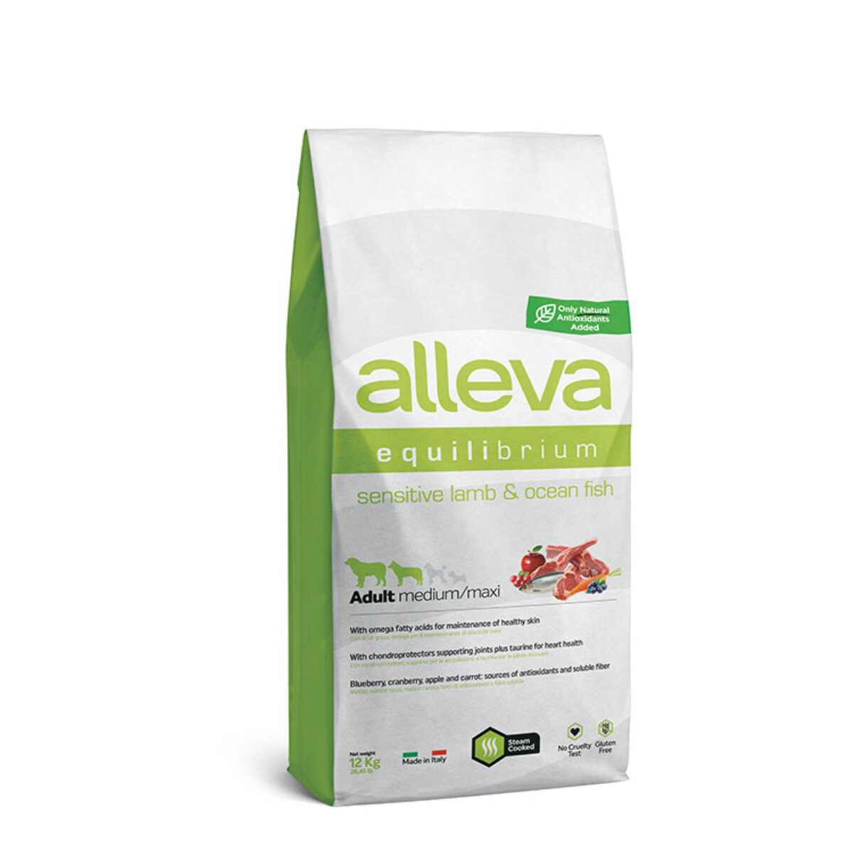 ALLEVA EQUILIBRIUM Корм для взрослых собак средних и крупных пород Сенситив с ягненком и океанической рыбой 12 кг