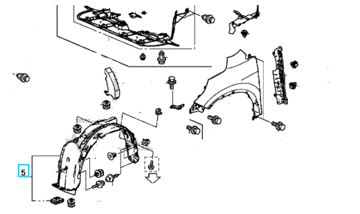 Крыло в сборе, прав. передн. внутр. (Оригинал)
