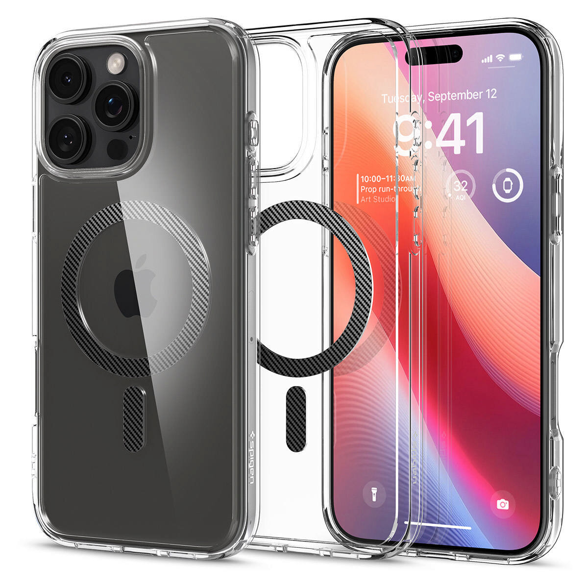 Чехол Spigen на iPhone 16 Pro Max (ACS08000) Ultra Hybrid MagSafe / Спиген Чехол для Айфон 16 Про Макс Прозрачный Карбон