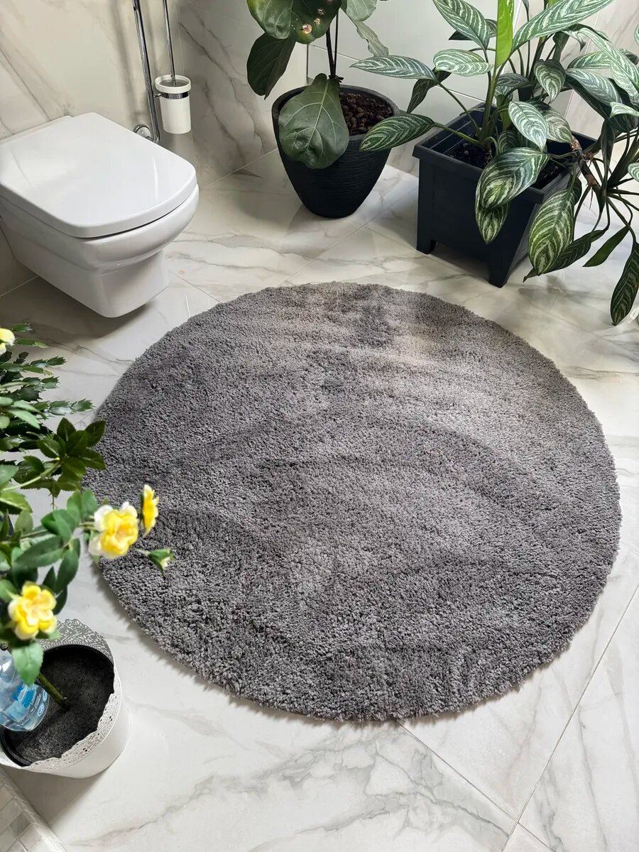 Коврик Natali's Carpets для ванной и туалета круглый серый 200х200 см