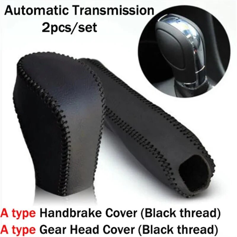 Натуральная кожа автомобильный чехол для ручки переключения передач для Golf GTI DSG Tiguan POLO BORA Passat B7 Tiguan Touran Skoda SEAT A Type 2pcs AT Black