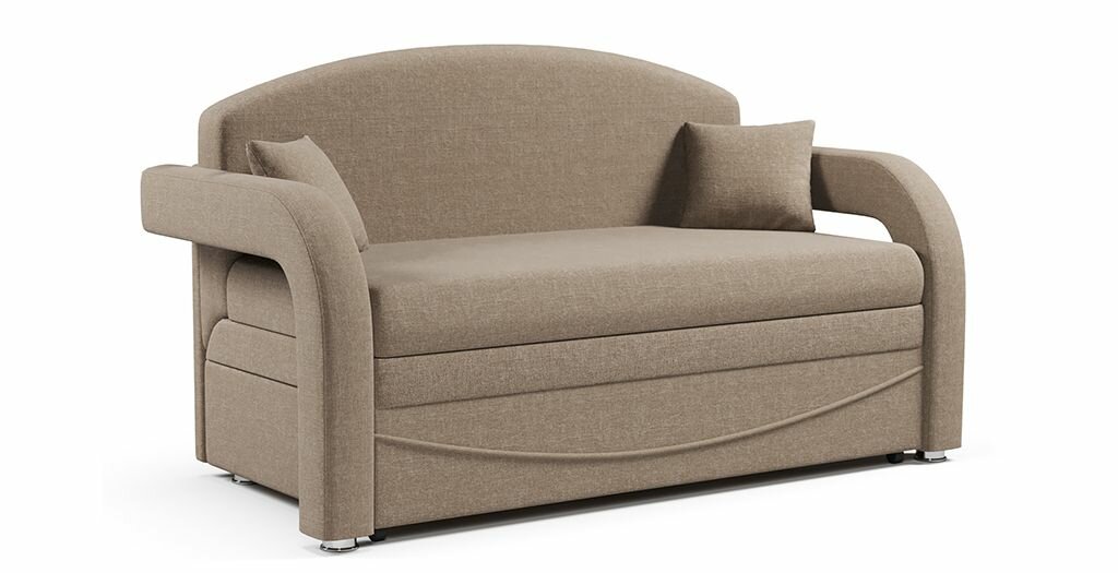 Диван-кровать Алекс 140, 165х80х87 см, рогожка Savana Mocca, Выкатной, детский диван раскладной, с ящиком для белья