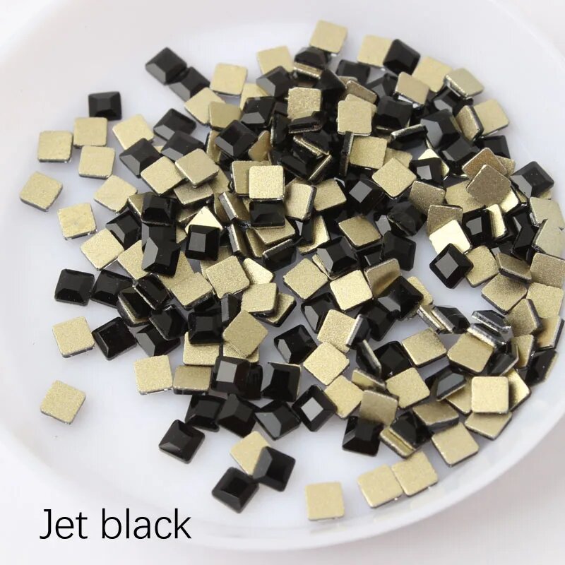 Стразы TENGJIAN квадратные 3 мм и 2 мм стеклянные 40pcs, Черный, Jet black