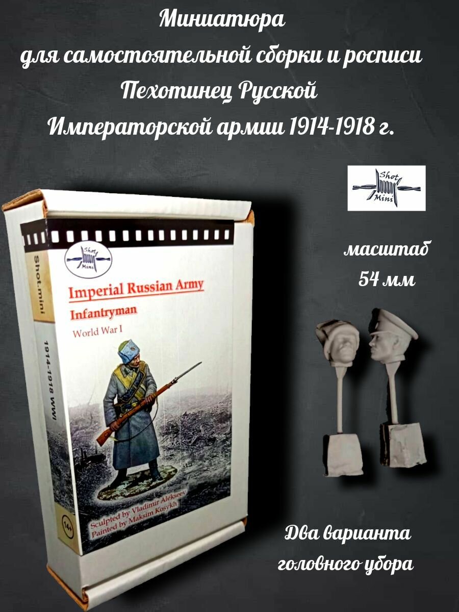 Пехотинец русской императорской армии. Миниатюра для сборки и росписи. 1914-1918 год масштаб 54 мм.