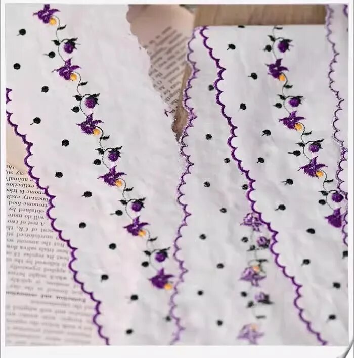 Хлопковое кружево 8 см для рукоделия Сиреневый, purple