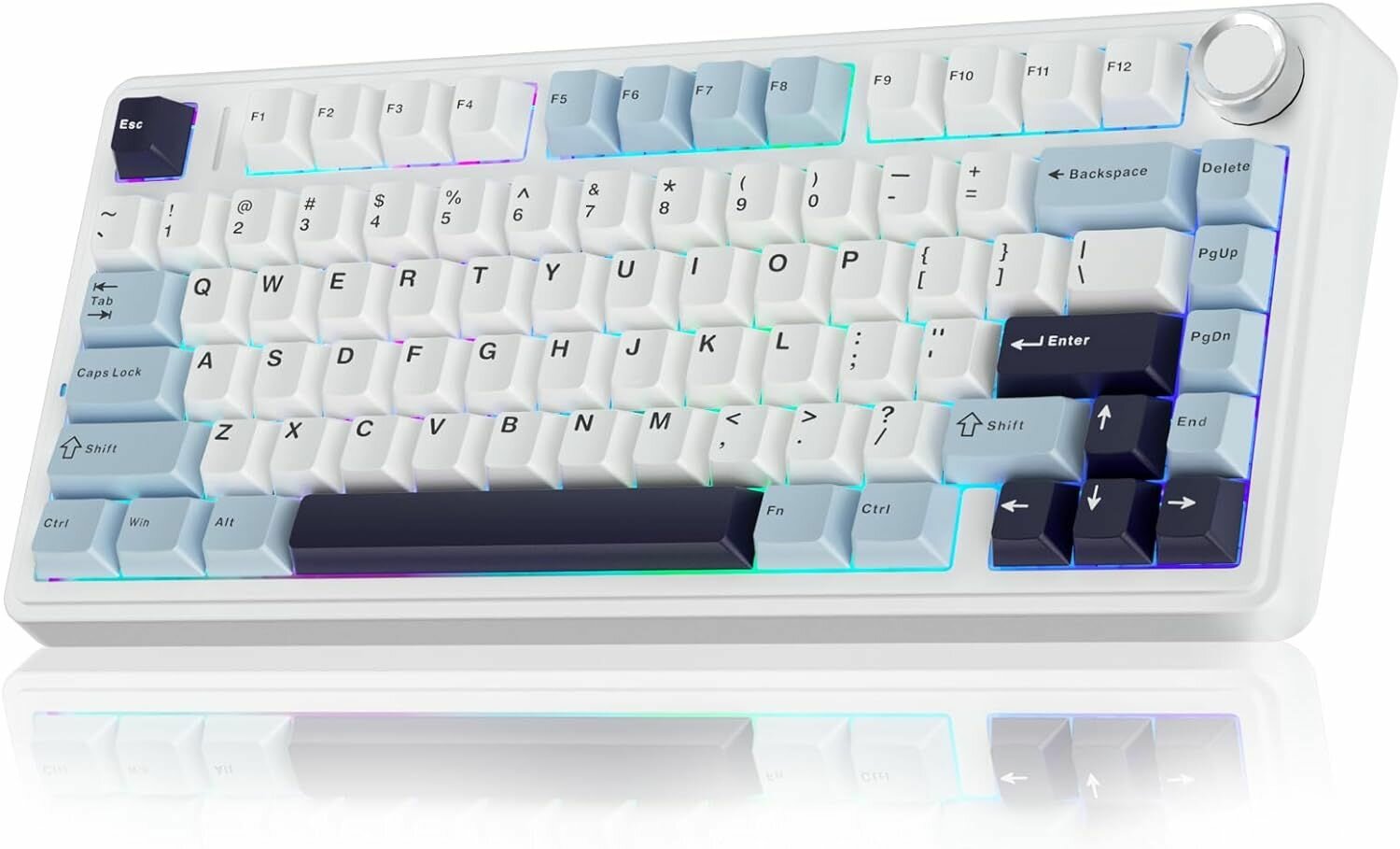 Беспроводная механическая клавиатура AULA F75 75%, RGB-подсветка, 2,4 ГГц/Type-C/BT5.0 (синий ледник)