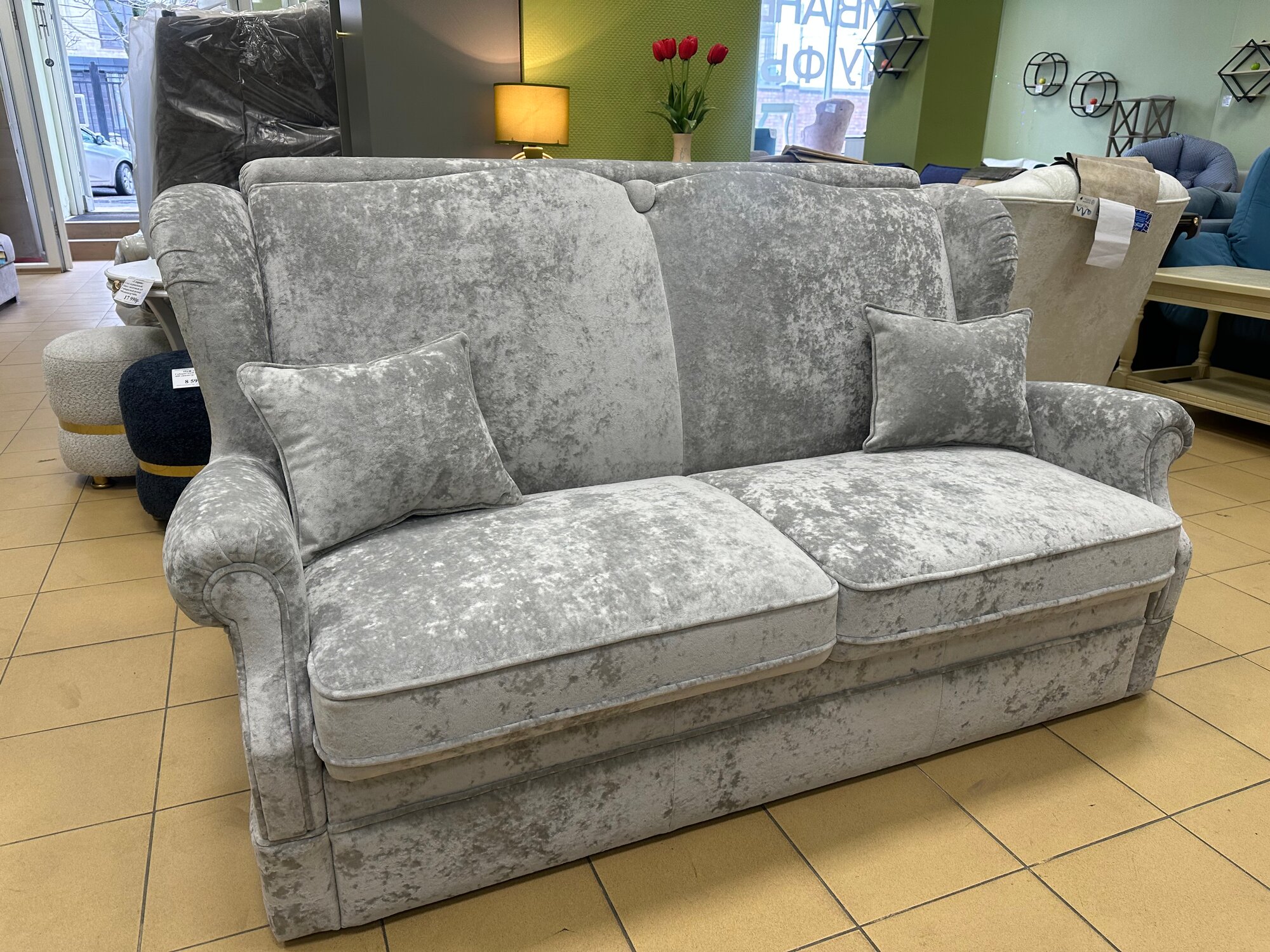 Под заказ. Диван-кровать VOYAGE малогабаритный диван-кровать, цвет-плюш серебристый, PLUSH SILVER