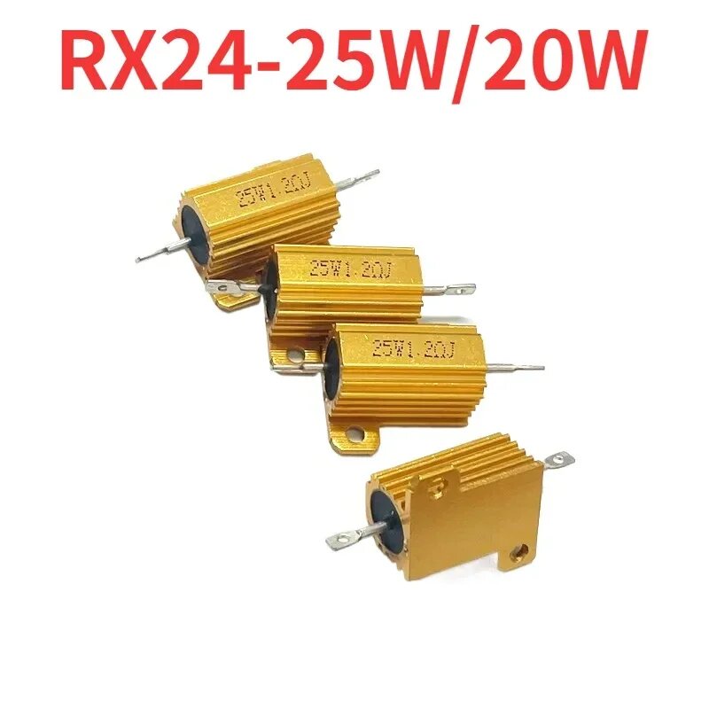 ELECYINGFO Золотой алюминиевый резистор RX24-25W/20W 1R 2R 3R 4R 5R 6R 8R 10R 20R 30R 100 Ом