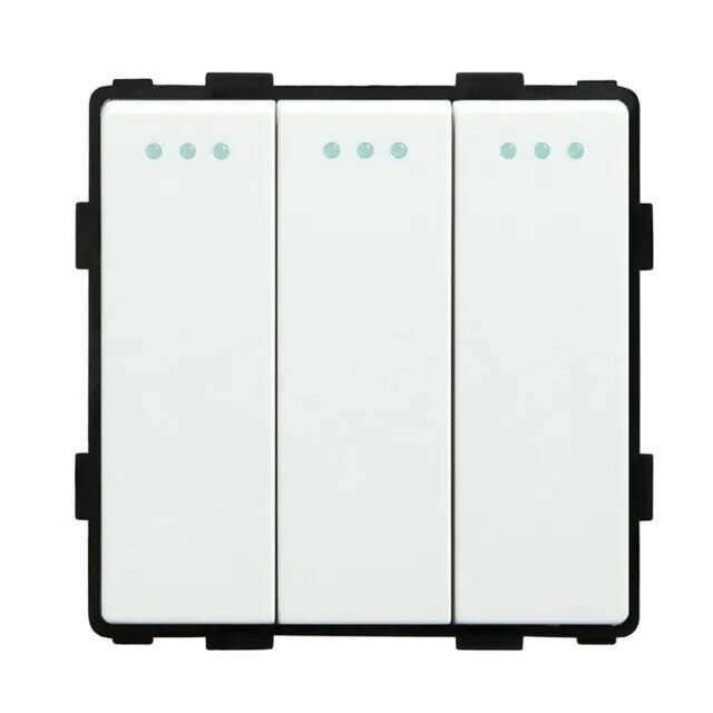 Выключатель с самовозвратом (Reset), 3 клавиши, (без рамки) цвет белый