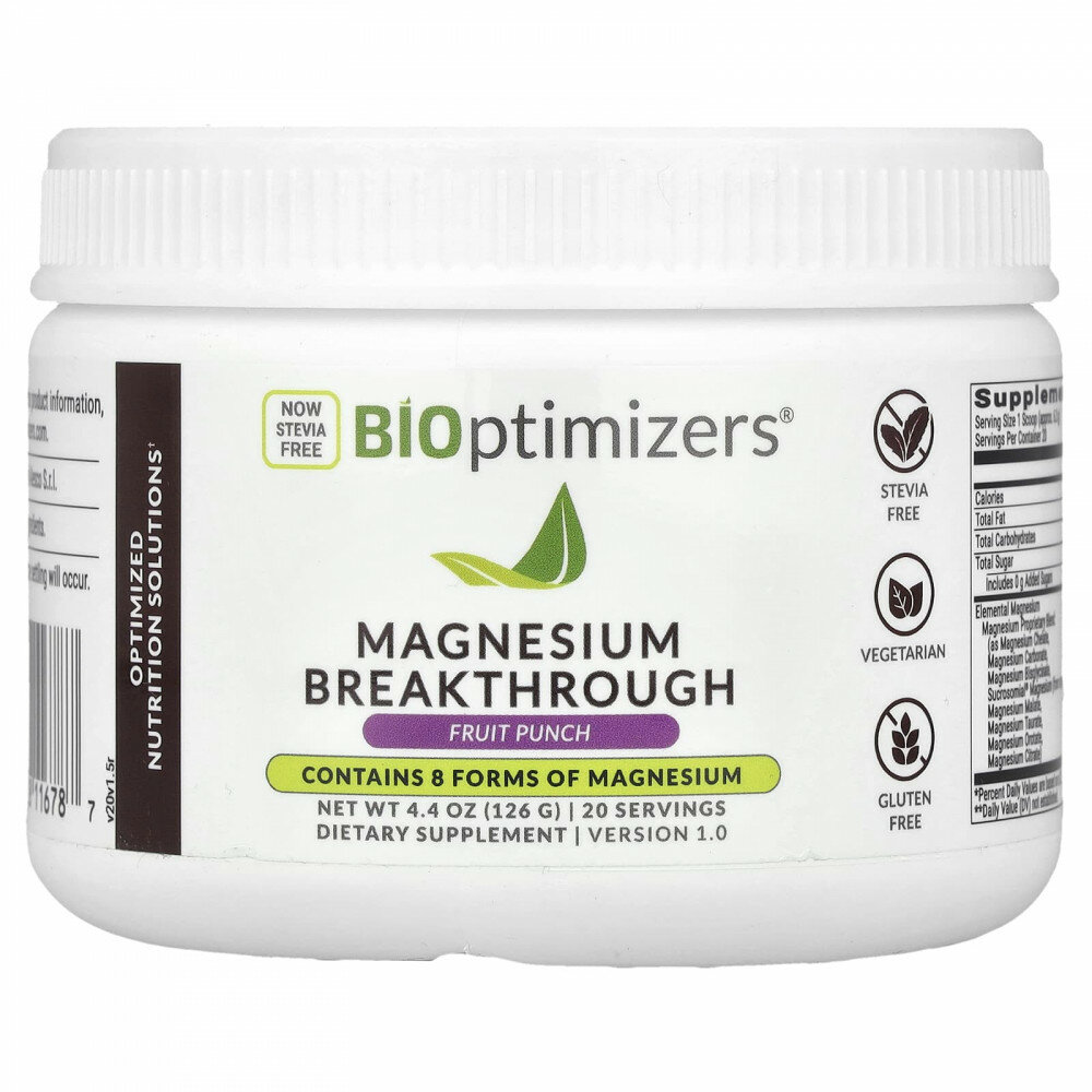 BIOptimizers, Magnesium Breakthrough, Fruit Punch, 126 г (4,4 унции)