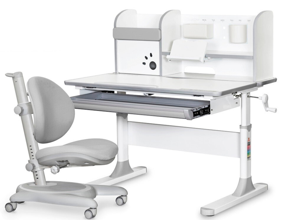 Комплект парта ErgoKids Edmonton Multicolor голубой + кресло ErgoKids Ortoback голубой