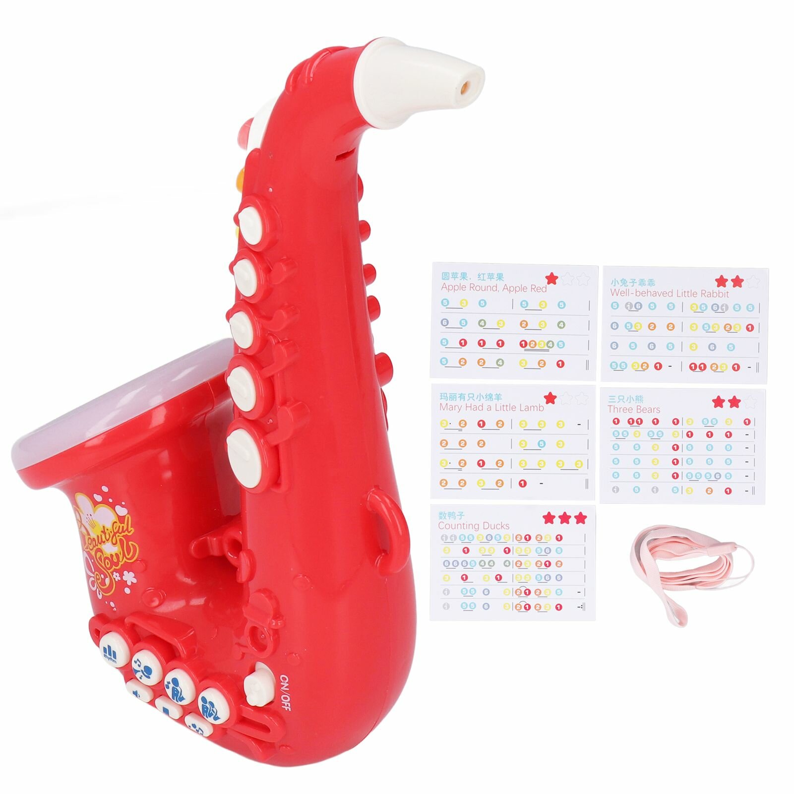 Детский саксофон-игрушка для мальчиков и девочек. Очаровательный музыкальный инструмент. Подарок на День Рождения и вечеринку. Красный.