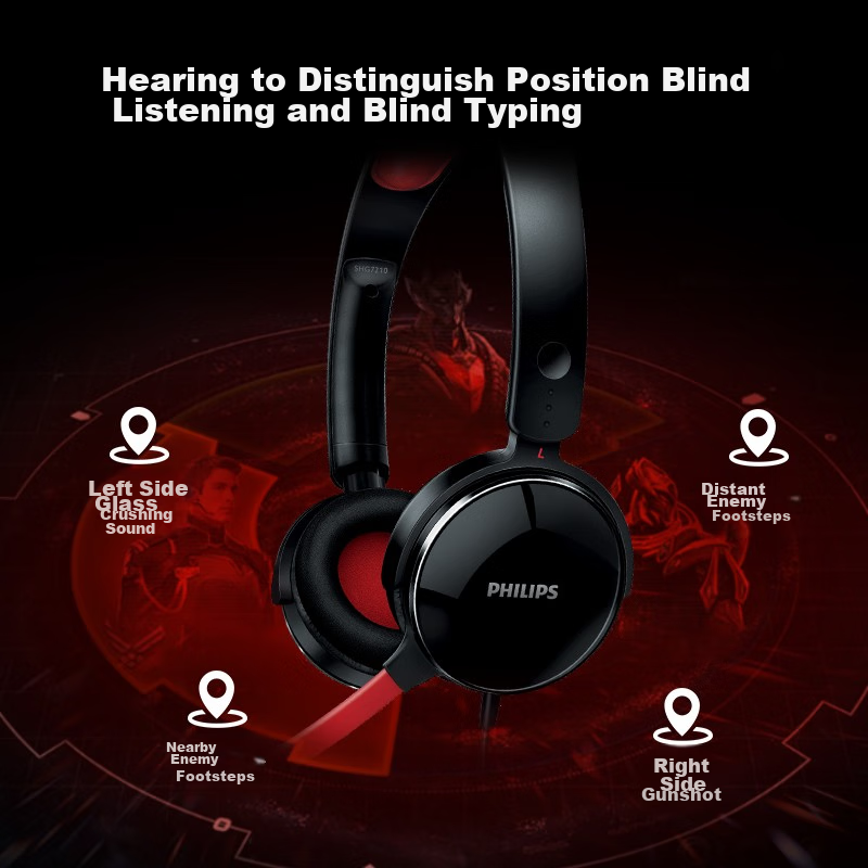 Проводные наушники Philips Headphones, с микрофоном, SHG7210, цвет черный