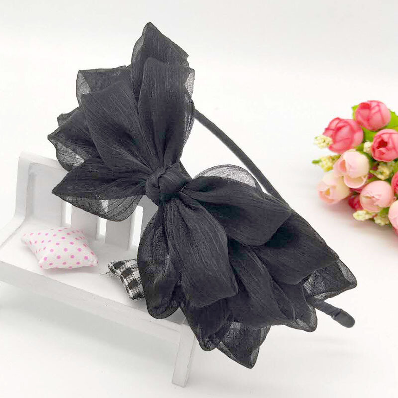 Повязка на голову, с бантом, черная