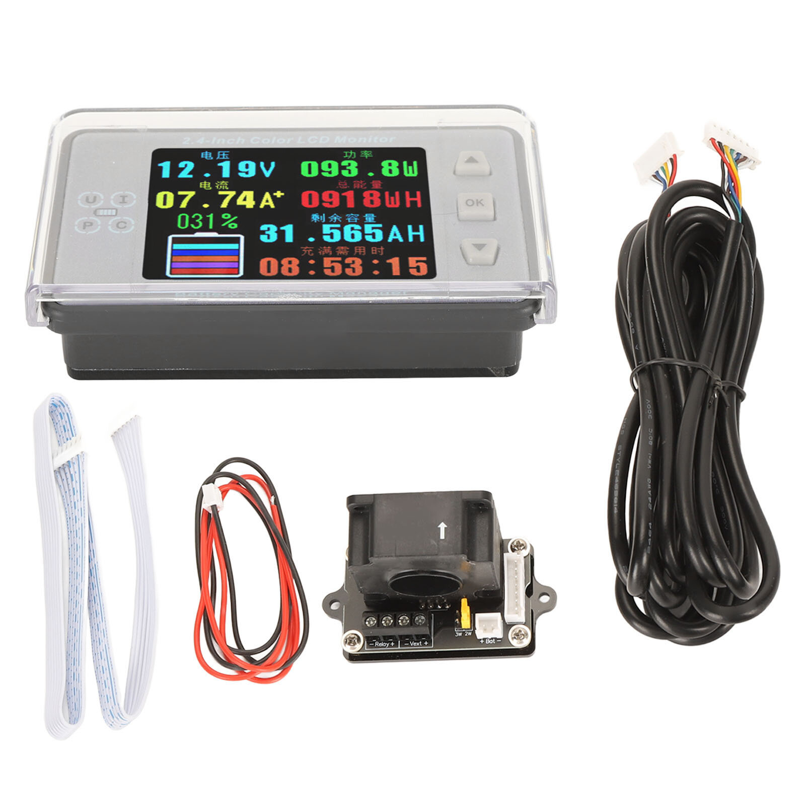 Монитор батареи 2,4 дюйма, датчик Холла, Bluetooth, измеритель напряжения и тока с прозрачной откидн