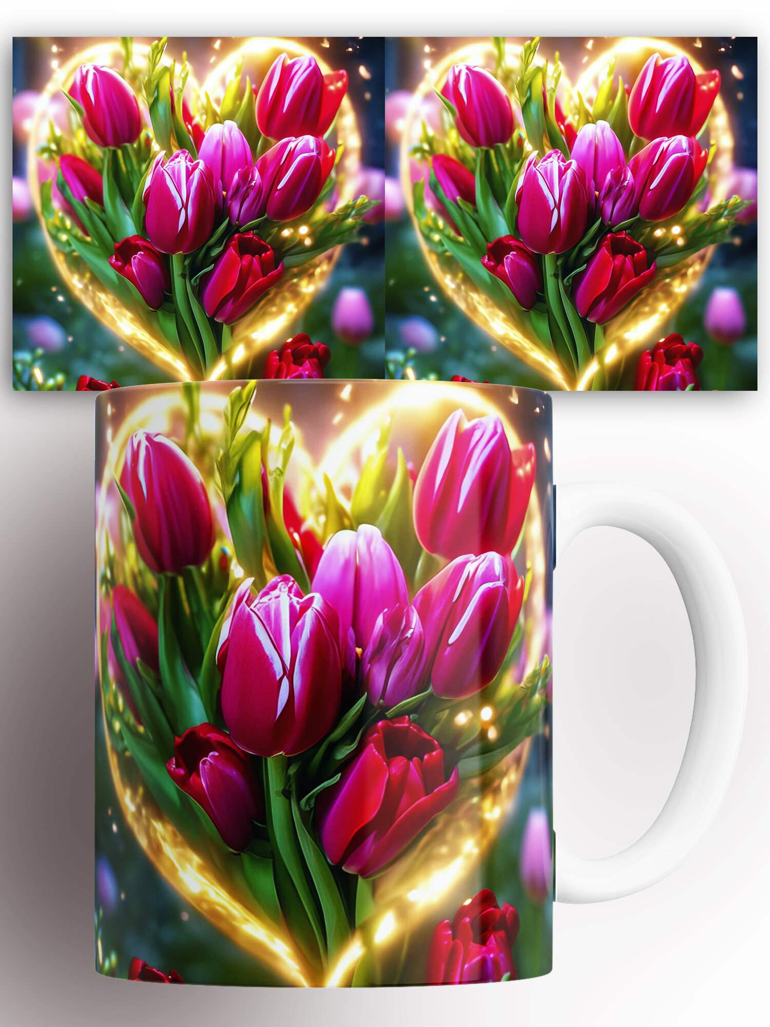 Кружка с принтом Тюльпаны 330 мл