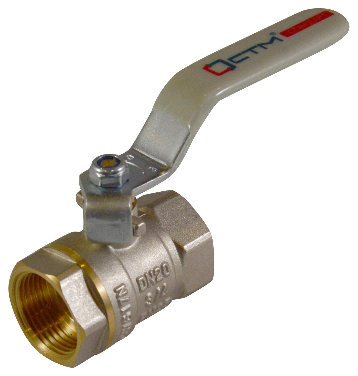 Кран шаровый для воды СТМ прямой ручка рычаг, латунь, цвет серый, резьба 3/4" / запорная арматура