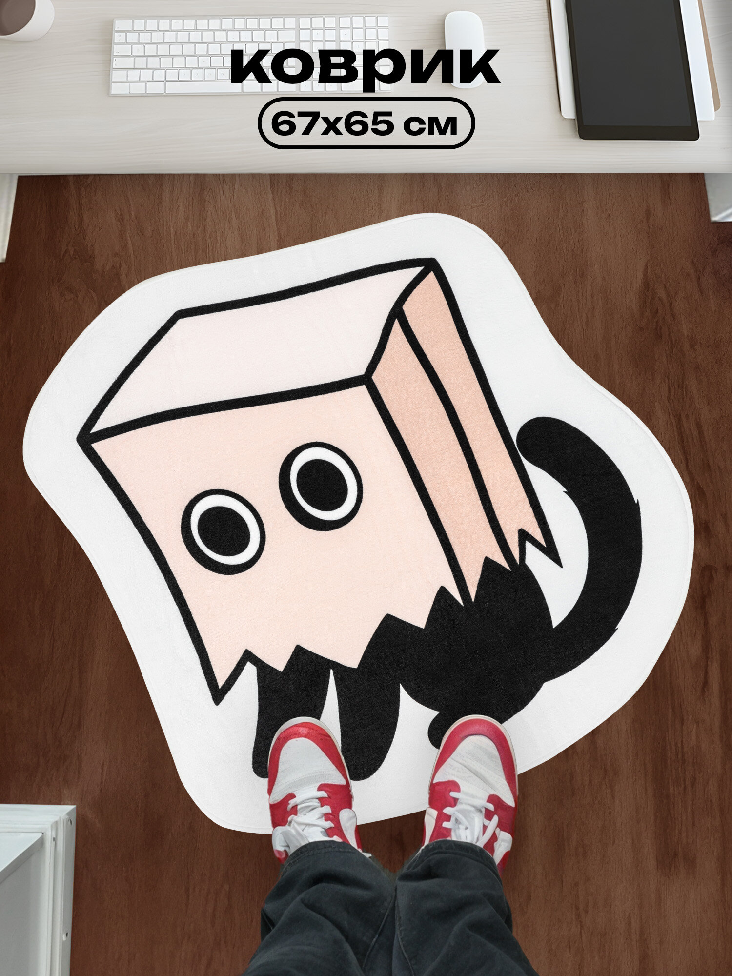 Коврик придверный в комнату велсофт 67х65 см "Crazy Getup" Catbox рис. 16981-1