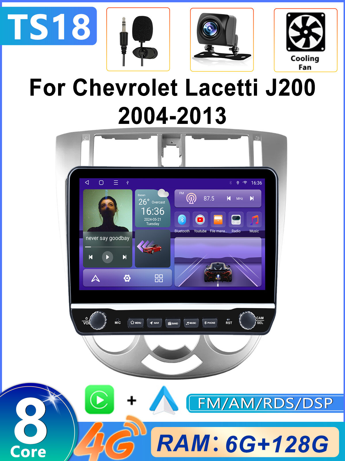 Магнитола Chevrolet Lacetti J200 2004-2013 TS18 4G 8-ядерный 2 DIN-Android Auto-Carplay-Мультимедиа автомобиля