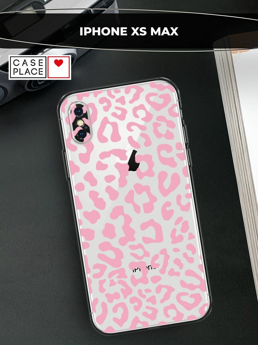 Чехол на Apple iPhone XS Max / Айфон XS Max с принтом Паттерн розовый леопард, прозрачный