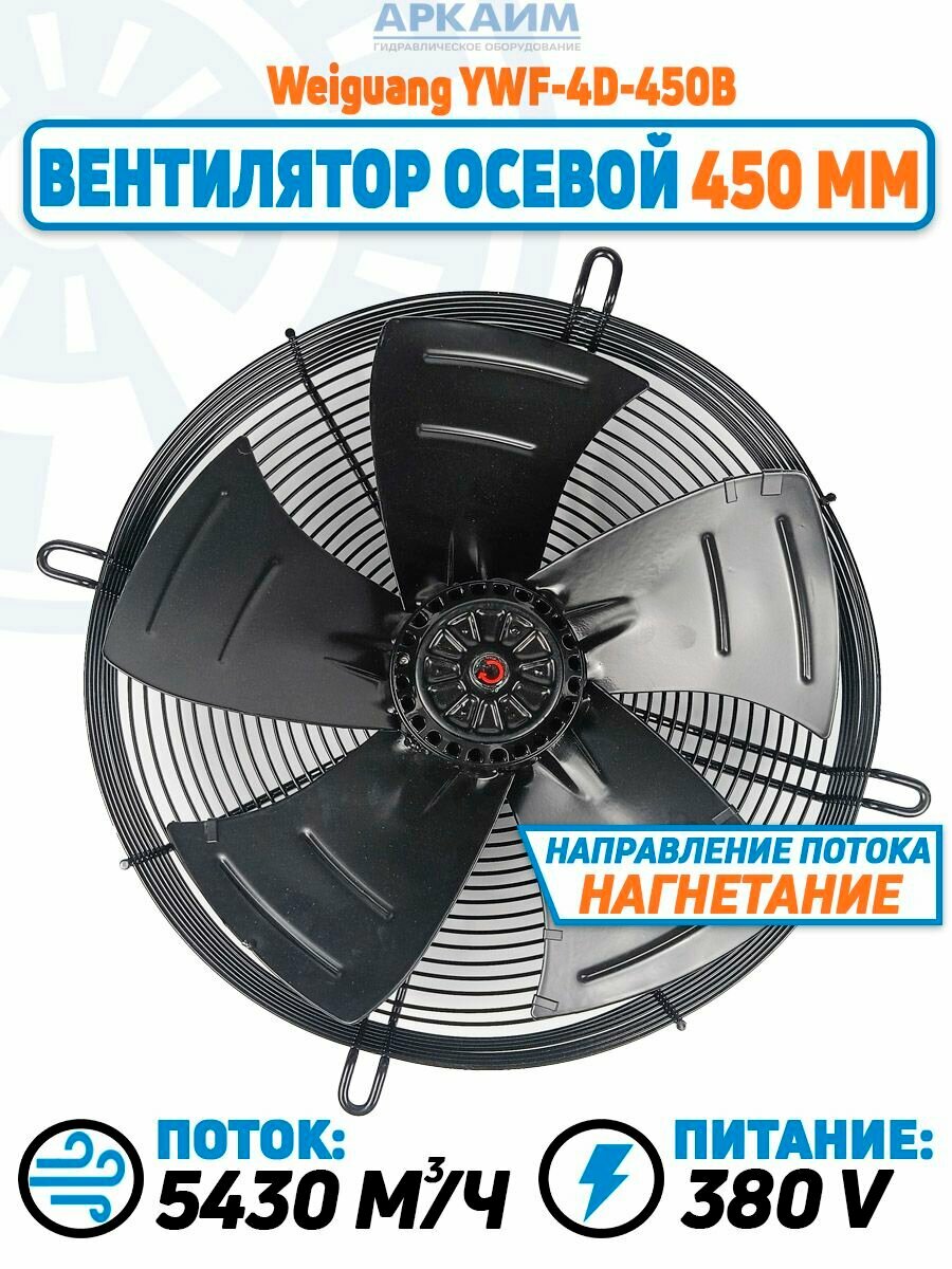 Вентилятор осевой 450 мм YWF4D-450B-102/60-G, 380 Вольт. Поток: нагнетание.