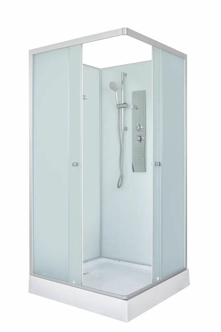 Душевая кабина DTO LK115N с гидромассажем(100х100х200), низкий поддон(15см), профиль хром, стекло матовое(5мм), 3места